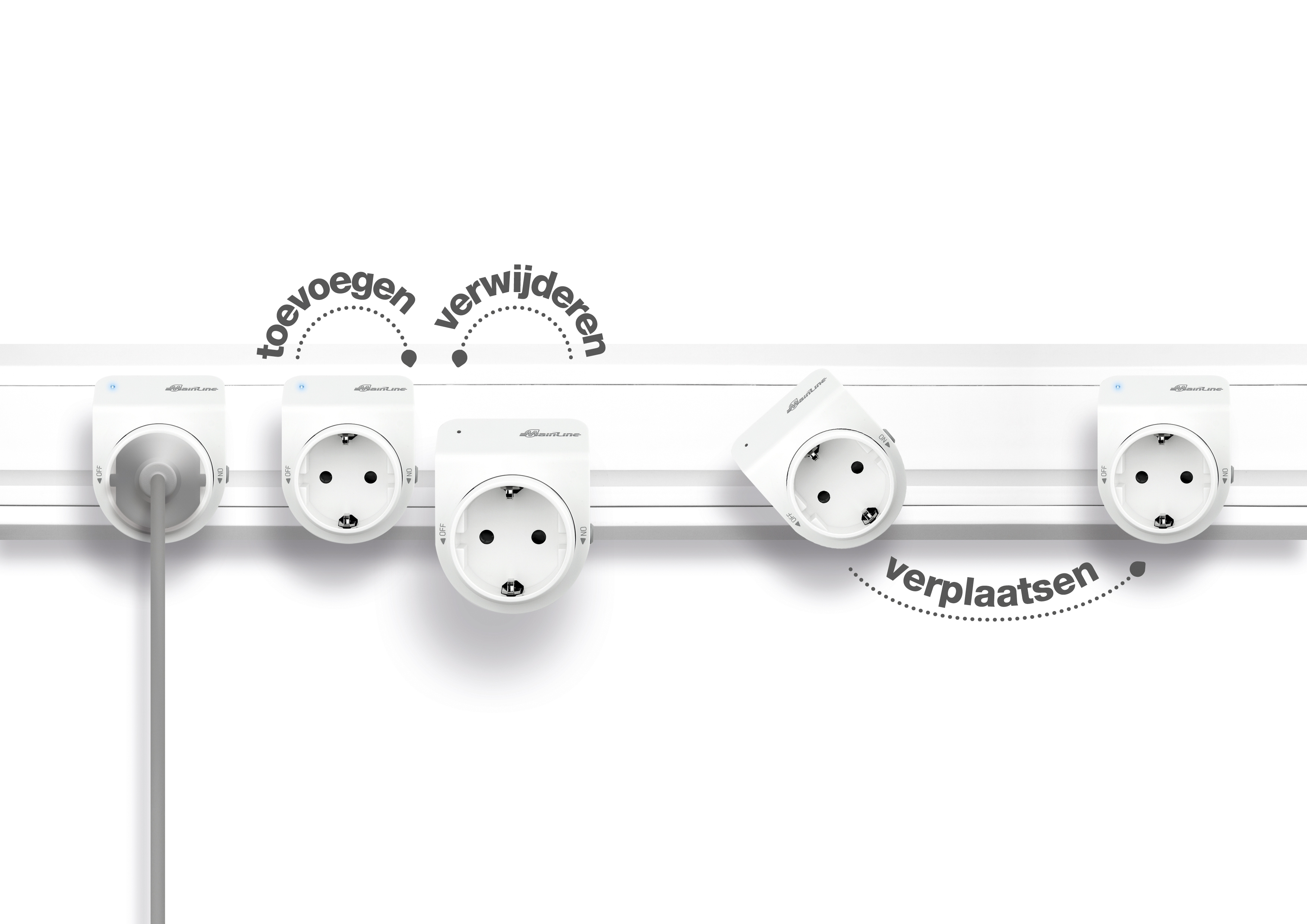 Stopcontact op rails