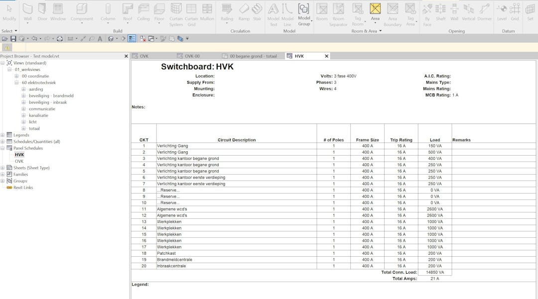 Panel schedules maken in Revit